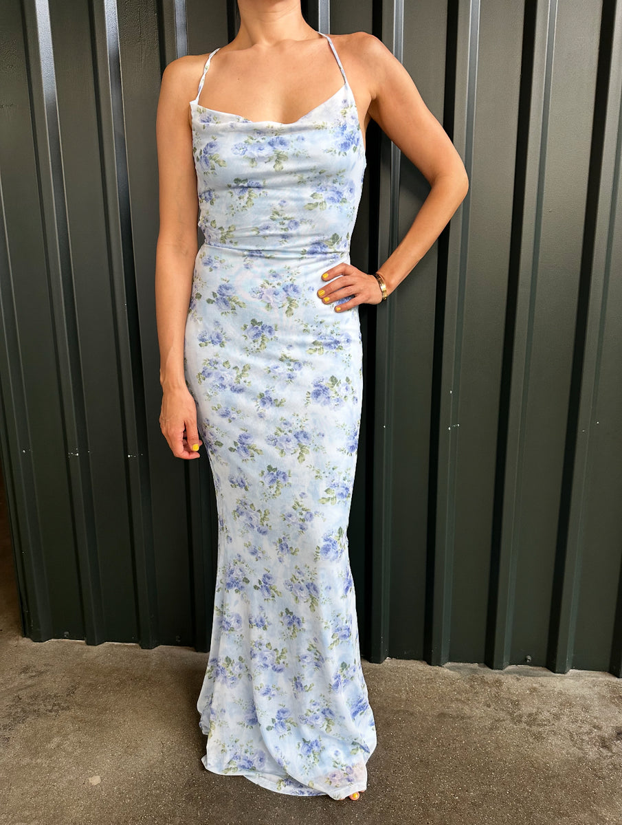 mesh cowl neck dress